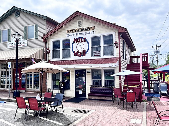 The white clapboard building with its distinctive red trim stands proudly on Blairsville's main street, like a Norman Rockwell painting come to life.