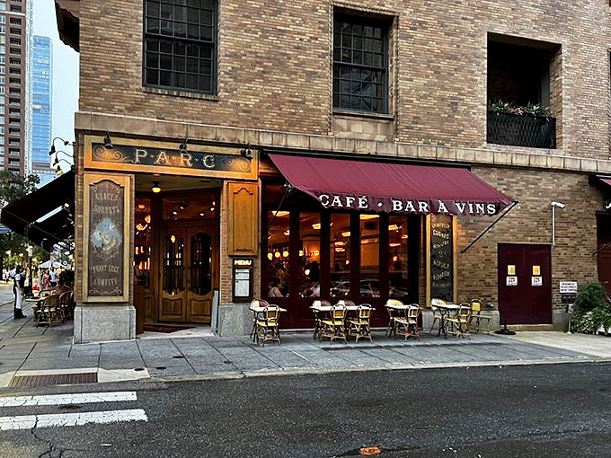 The iconic red awnings and woven bistro chairs of Parc's exterior transport you to Paris faster than any airplane could.