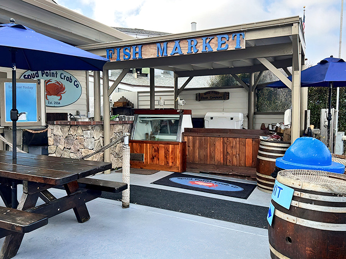 This weathered harbor gem looks like it sailed straight out of a maritime fairy tale.