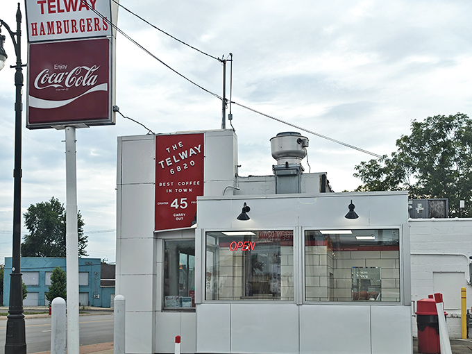 That classic red and white signage practically shouts "authentic American comfort food" from every angle.