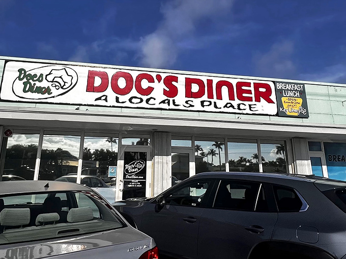 The bold red sign says it all: "A Locals Place." In the Florida Keys, that's the highest recommendation you can get.