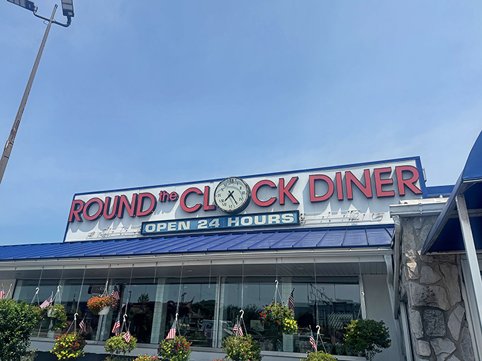 The blue-roofed beacon of breakfast bliss stands proudly on Route 30, promising 24-hour comfort that's worth setting your alarm for&mdash;or ignoring it completely.