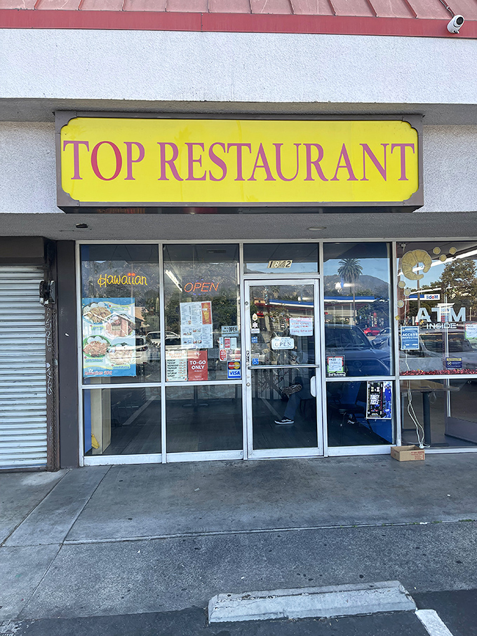 The bright yellow sign beckons like a culinary lighthouse in a sea of Pasadena strip malls. Simplicity that promises authenticity.