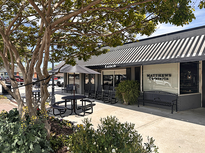 The unassuming exterior of Matthews Cafeteria hides culinary treasures that have kept Georgians coming back for generations.