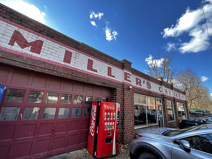 The unassuming brick exterior of Miller's Chicken stands as a monument to the philosophy that greatness doesn't need fancy packaging&mdash;just a Coca-Cola machine and a dream.