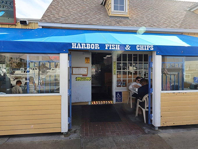 The blue awning beckons like a maritime flag signaling delicious treasures within. This unassuming storefront houses some of Oceanside's finest seafood creations.
