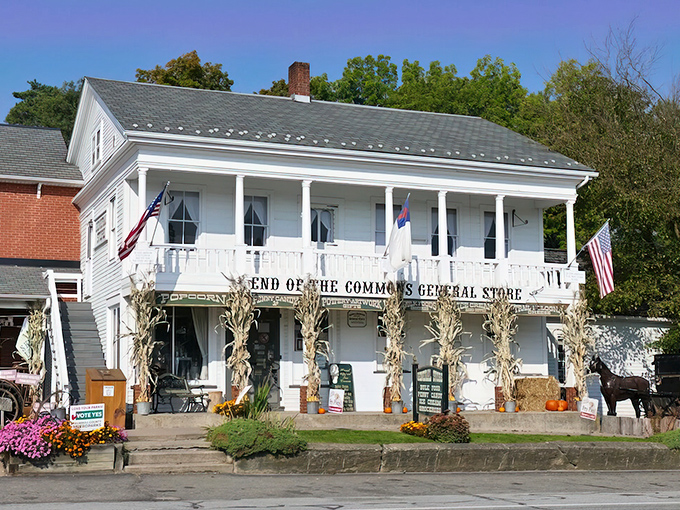 Where time stands still but sandwiches move quickly. The historic fa&ccedil;ade of End of the Commons welcomes visitors with Amish buggies parked alongside modern vehicles.