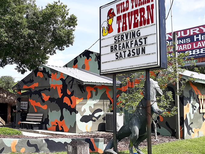 That iconic sign promises weekend breakfast, but locals know it's the dinner offerings that have earned Wild Turkey Tavern its legendary reputation.