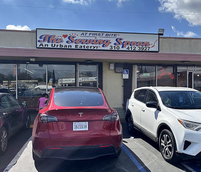 The unassuming storefront hides culinary treasures like a paperback novel concealing Shakespeare. This Inglewood institution proves great food needs no fancy facade.