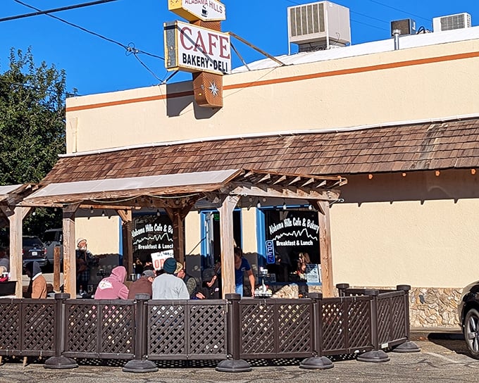 The unassuming exterior of Alabama Hills Cafe & Bakery beckons like an oasis in the desert. Mount Whitney looms in the distance while breakfast paradise awaits.