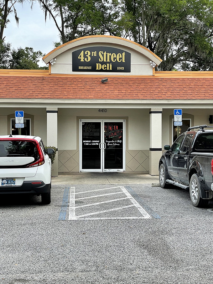 The unassuming storefront of 43rd Street Deli hides culinary treasures within, like a breakfast speakeasy waiting to be discovered.