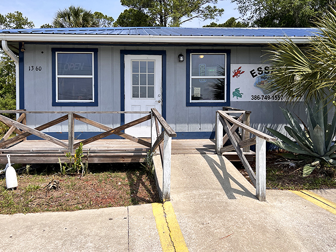 The unassuming blue exterior of Essex Seafood House hides culinary treasures within&mdash;proof that in Florida, seafood paradise doesn't always wear fancy clothes.