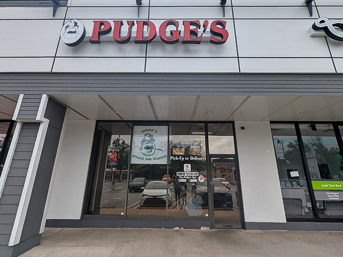 The unassuming storefront that houses sandwich greatness. Like finding a Picasso at a yard sale, Pudge's exterior promises little but delivers everything.