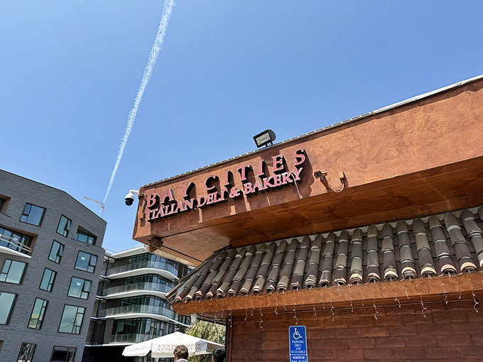 The terracotta-colored façade of Bay Cities stands like a culinary lighthouse on Lincoln Boulevard, beckoning sandwich pilgrims from across Los Angeles.