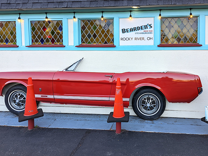 The turquoise-trimmed time capsule that is Bearden's stands proudly on Detroit Road, complete with that charming vintage car that's practically part of the architecture.