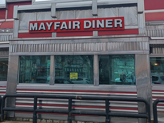 Step right up to this gleaming palace where coffee flows eternal and dreams come with a side of fries.