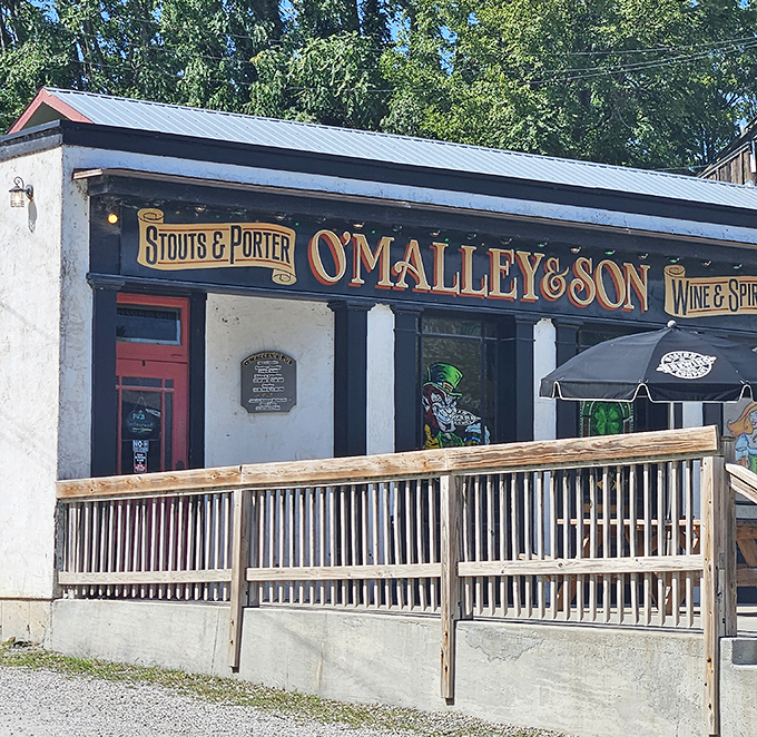 A slice of Ireland in Missouri! O'Malley's charming exterior with its wooden deck offers the perfect prelude to the subterranean wonders that await below.