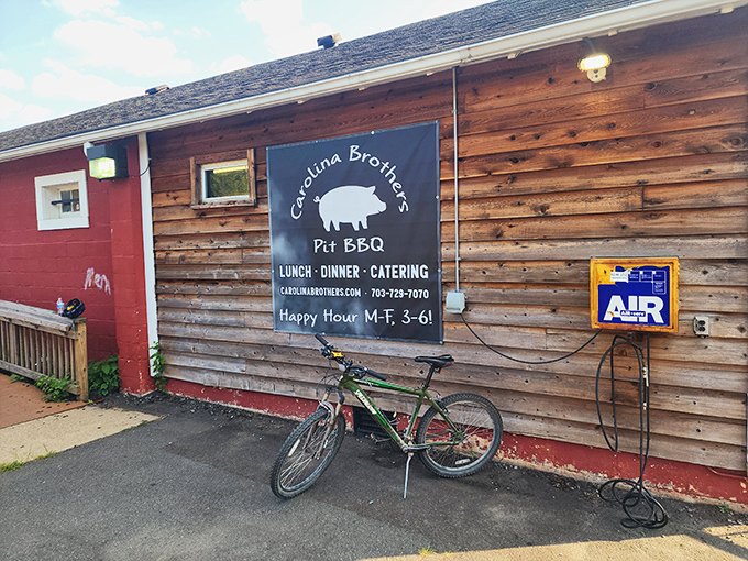 The rustic wooden exterior with that signature pig sign tells you everything you need to know&mdash;serious BBQ happens here, no fancy frills required.