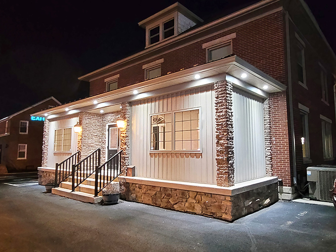 The Copper Kettle glows like a beacon of comfort food excellence on this Chambersburg evening.