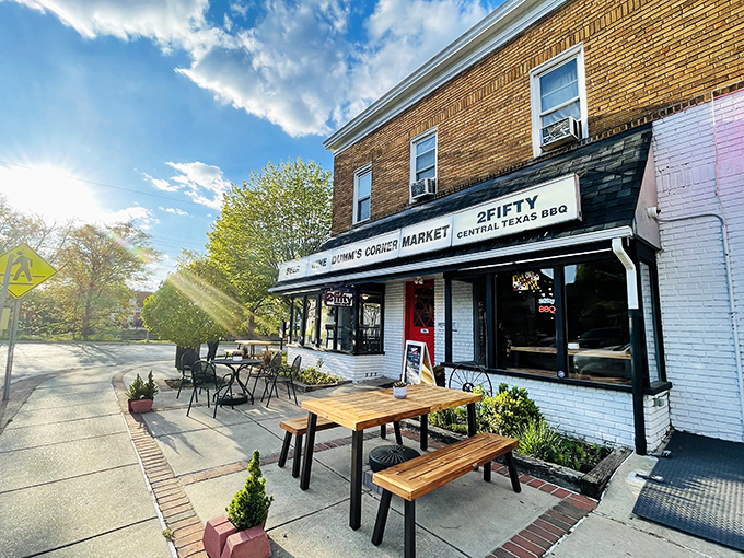 A splash of color and character greets visitors to this Riverdale Park gem, where picnic tables promise communal feasting under Maryland skies.