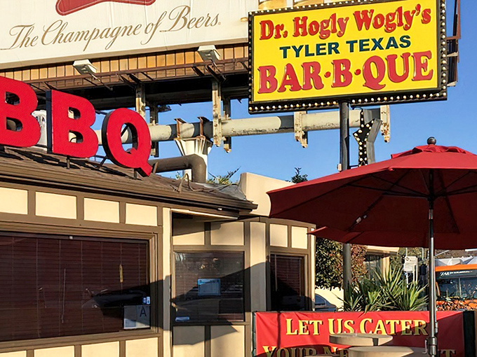 That iconic yellow sign against the California sky is like a beacon for BBQ pilgrims. Texas traditions alive and well in Panorama City.