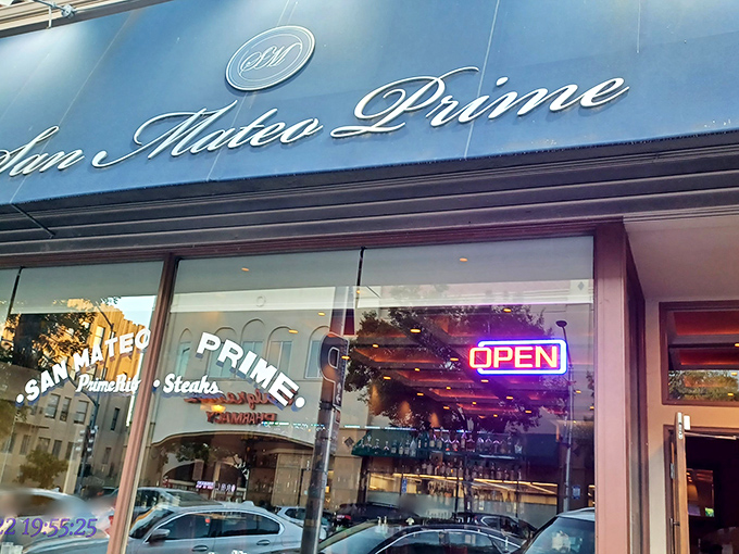 The iconic blue awning of San Mateo Prime beckons like a beacon to beef lovers. Simple, elegant, and promising meaty treasures within.