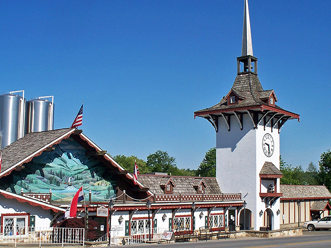 The Swiss-inspired architecture with its iconic clock tower isn't just for show&mdash;it's your first clue that cheese paradise awaits inside. Welcome to dairy heaven!