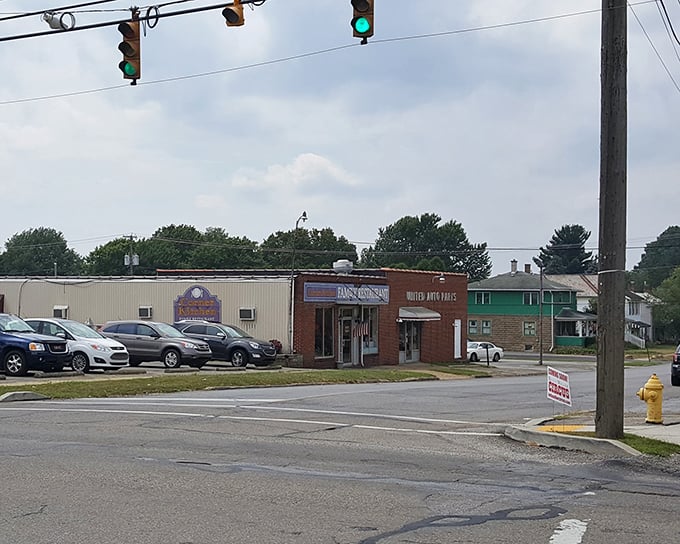 A wider view of The Corner Kitchen's location shows its place in the heart of Mercer. Small-town diners like this are the true pulse of American food culture.