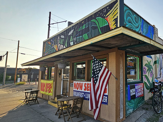 The vibrant mural adorning Green Lantern's exterior isn't just eye-catching&mdash;it's your beacon to breakfast paradise in Toledo. American flag included, no passport required!