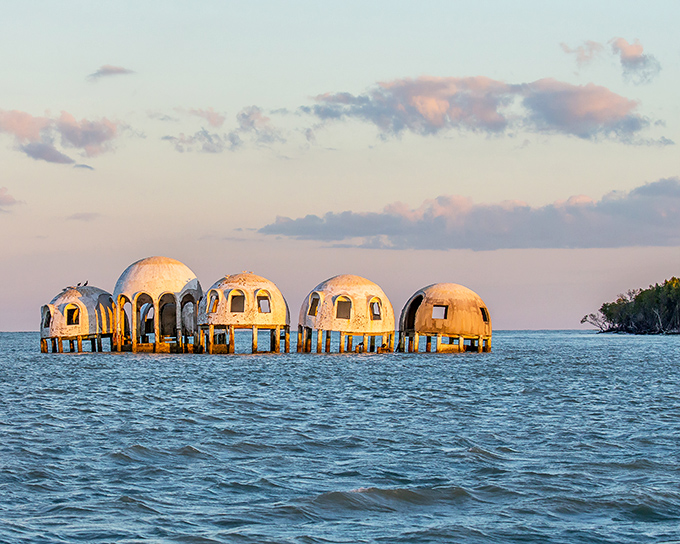 Like a sci-fi movie set that forgot to wrap production, these otherworldly domes create a surreal silhouette against Florida's pastel sunset skies.