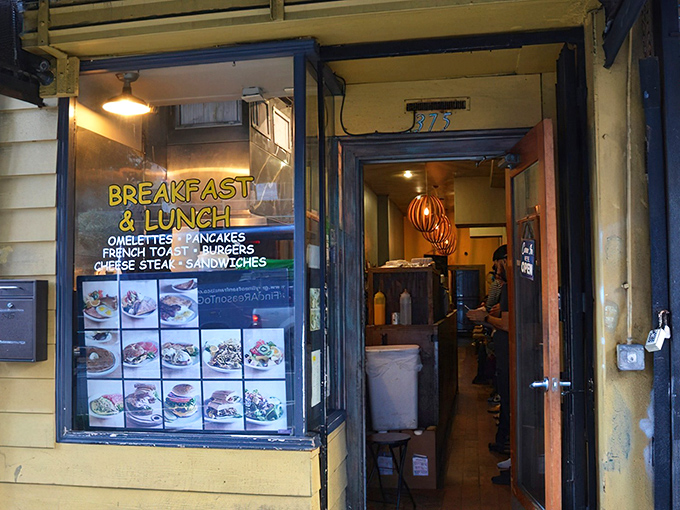 The unassuming entrance to Taylor Street Coffee Shop proves once again that the best culinary treasures often hide behind the most modest facades.