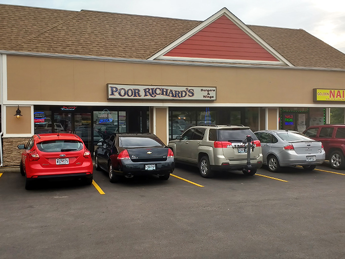 The unassuming storefront of Poor Richard's in Fenton hides culinary treasures within, like finding a diamond in a strip mall setting.