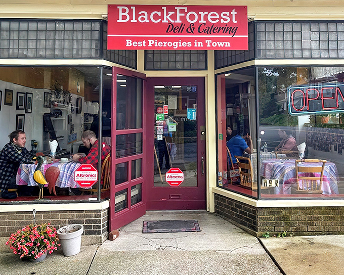 The unassuming storefront that houses culinary treasures more valuable than gold. Red sign, big promise: "Best Pierogies in Town" isn't bragging&mdash;it's a public service announcement.