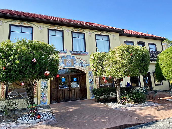 The cream-colored fa&ccedil;ade with red-tiled roof isn't just a building&mdash;it's a portal to Bavaria that somehow landed in Central Florida, complete with charming wooden doors and lush greenery.