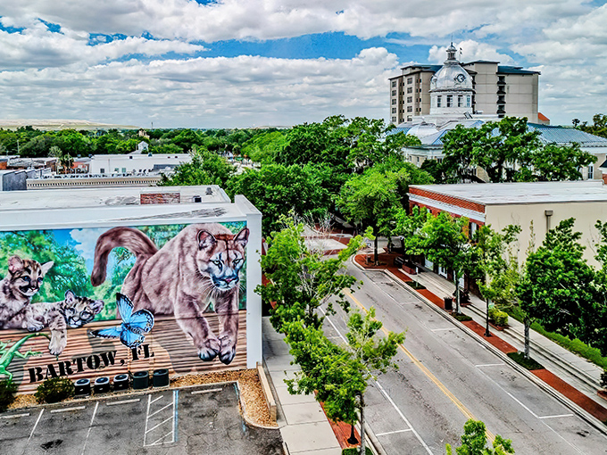 Bartow's skyline offers a perfect blend of small-town charm and surprising architectural flair. That panther mural isn't just street art&mdash;it's a statement.