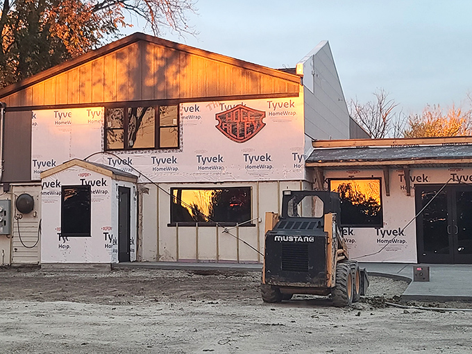 The architectural mullet: business in the front, party on the rooftop. Stolley's gray-and-red exterior promises Wisconsin comfort without the pretense.