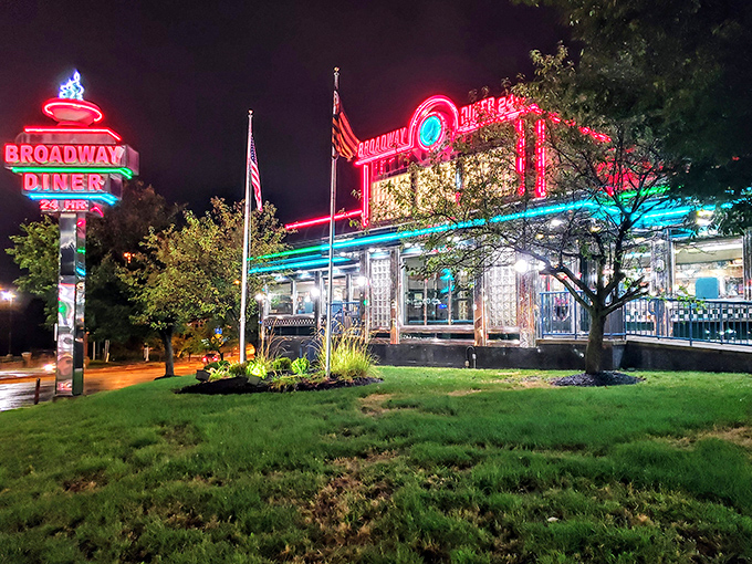 The neon glow of Broadway Diner at night isn't just illumination&mdash;it's a beacon calling to hungry souls and night owls across Baltimore.