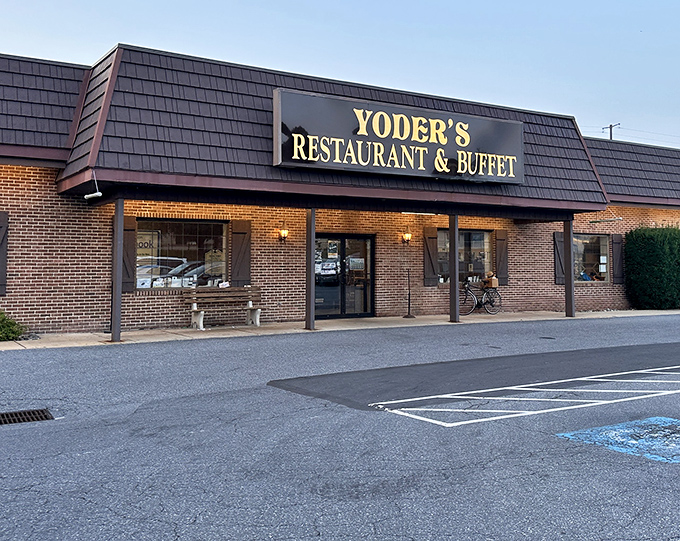 The unassuming brick exterior of Yoder's Restaurant & Buffet hides a culinary treasure trove that locals have been keeping secret from the tourist crowds.