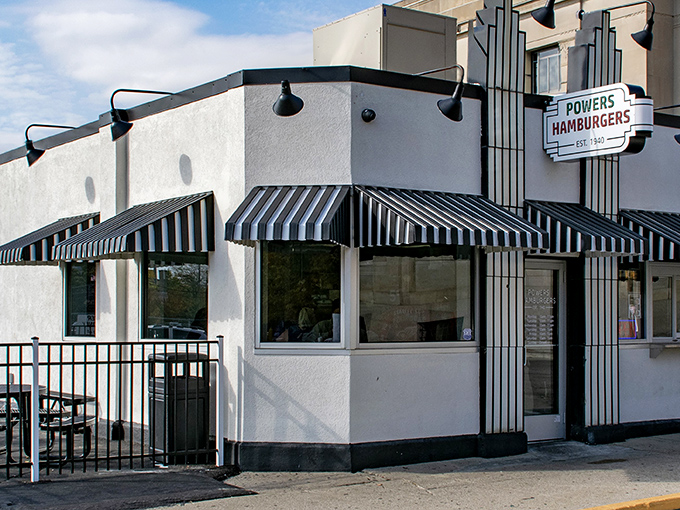 The classic white building with black and white striped awnings isn't trying to be retro&mdash;it actually is retro, because it never needed to change.
