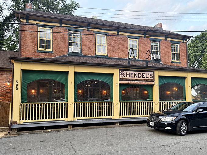 The charming brick exterior of Hendel's, with its sunny yellow porch and green awnings, looks like it belongs in a Norman Rockwell painting of the perfect hometown restaurant.
