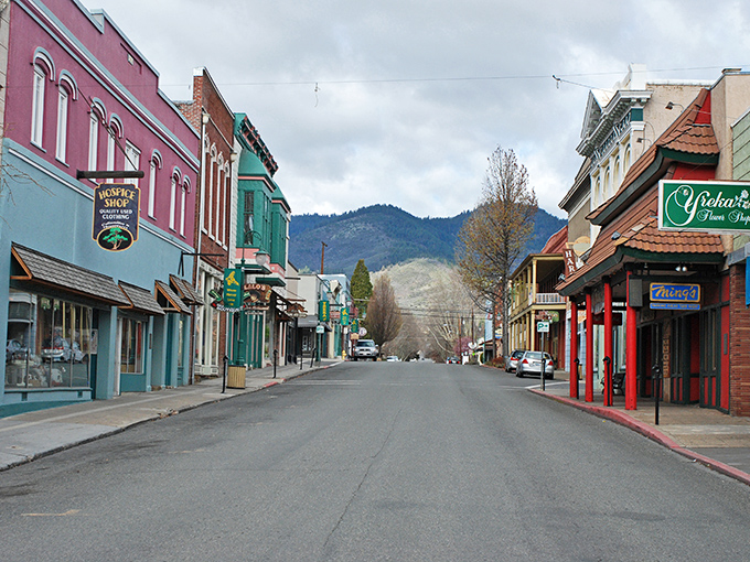 Miner Street's colorful historic buildings stand like a living museum, where Gold Rush dreams meet modern small-town charm. Those mountains aren't just scenery&mdash;they're neighbors.