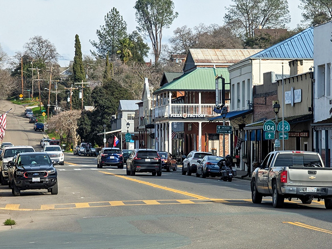 Downtown Ione welcomes visitors with classic Western storefronts and the rare luxury of actually finding parking right in front of your destination.