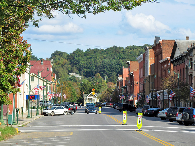 Main Street Brookville looks like it was designed by someone who actually understands what "community" means &ndash; historic buildings, American flags, and not a chain store in sight.