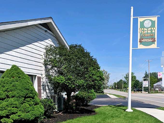 The unassuming exterior of Kozy Corners belies the culinary treasures within. Small-town charm at its finest in Oak Harbor.