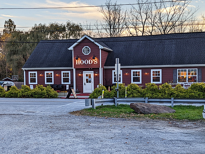 Hood's barn-red exterior isn't just charming&mdash;it's a beacon for BBQ pilgrims. Those seasonal mums and pumpkins aren't just decoration; they're a welcome committee.