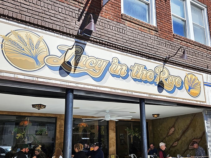 The vintage-style sign for Lucy in the Rye beckons from downtown Sylva like an old friend inviting you in for coffee and secrets.
