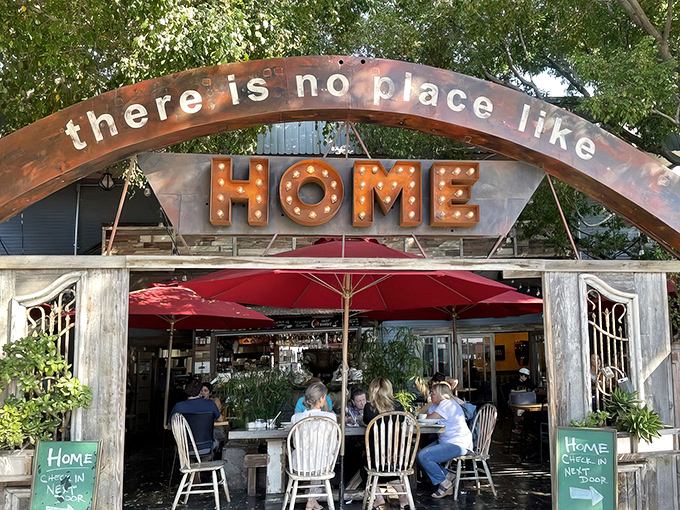 The entrance says it all &ndash; "there is no place like HOME" &ndash; complete with ruby-red umbrellas that would make Dorothy from Kansas feel right at home.