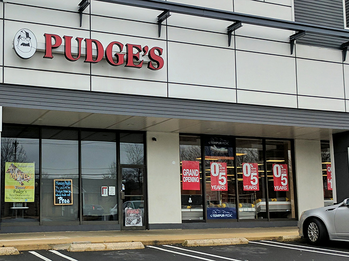 The unassuming storefront that houses sandwich greatness. Like finding a Picasso at a yard sale, Pudge's exterior promises little but delivers everything.