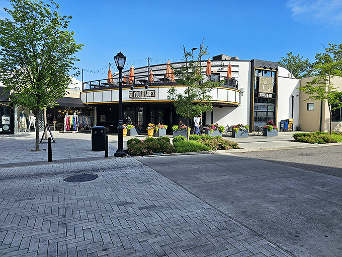 Not Your Average Joe's stands proudly in Ardmore, its modern architecture and inviting landscaping beckoning hungry shoppers from nearby Suburban Square.