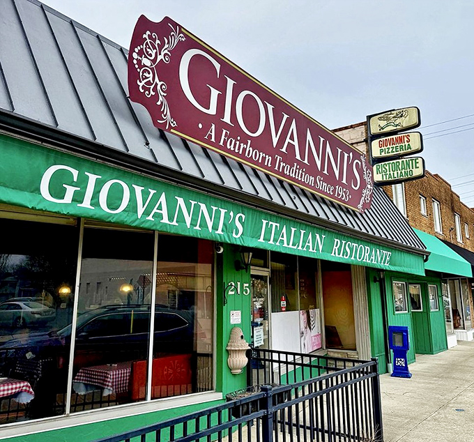 The green awning and burgundy sign of Giovanni's have welcomed hungry Fairborn locals since 1953. A neighborhood landmark that promises Italian comfort inside.